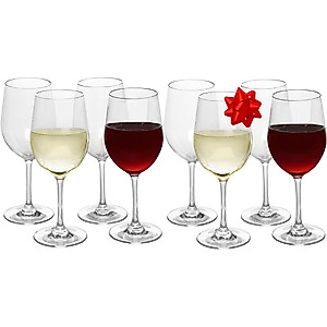 D'Eco Unbreakable 12 oz Stemmed Wine Glasses (Set of 8) - Reusable Shatterproof Sangria and Wine Clear Glassware - Perfect Glasses for Hosting & Entertaining Parties - Valentine's Day Gift for Her