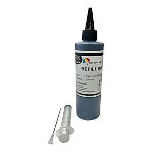 Black 250ml Pigment Refill Ink Bottles Compatible for Canon HP Brother Lexmark Inkjet Printers Refillable Cartridge CISS CIS System