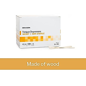 McKesson Tongue Depressors for Infants - Wood, Non-Sterile - 4 1/2 in, 1000 Count