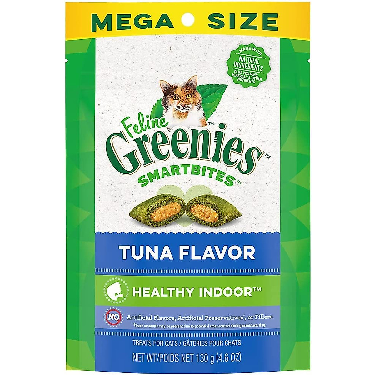 Greenies (4 Pack) Smartbites Hair Indoor Control (previously Called Hairball Control) Chicken and Tuna, (4.6oz, 2 Each) with 10ct PetFaves Wipes