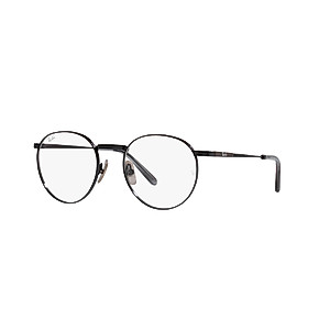 Ray-Ban RX8237V Round Titanium Prescription Eyewear Frames, Black/Demo Lens, 50 mm