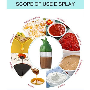 Salad Dressing Shaker Container, Homemade Salad Dressing Bottle Mixer Measure,Dripless Pour, Soft Grip, BPA Free,Send cleaning brush.（2 Pcs）