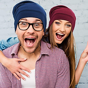 SATINIOR 6 Pieces Satin Lined Sleep Slouchy Cap, Hair Cap for Sleeping, Girl Headwear for Frizzy Curly Hair Women (Black, Red, Light Gray, Blue, Yellow, Pink)