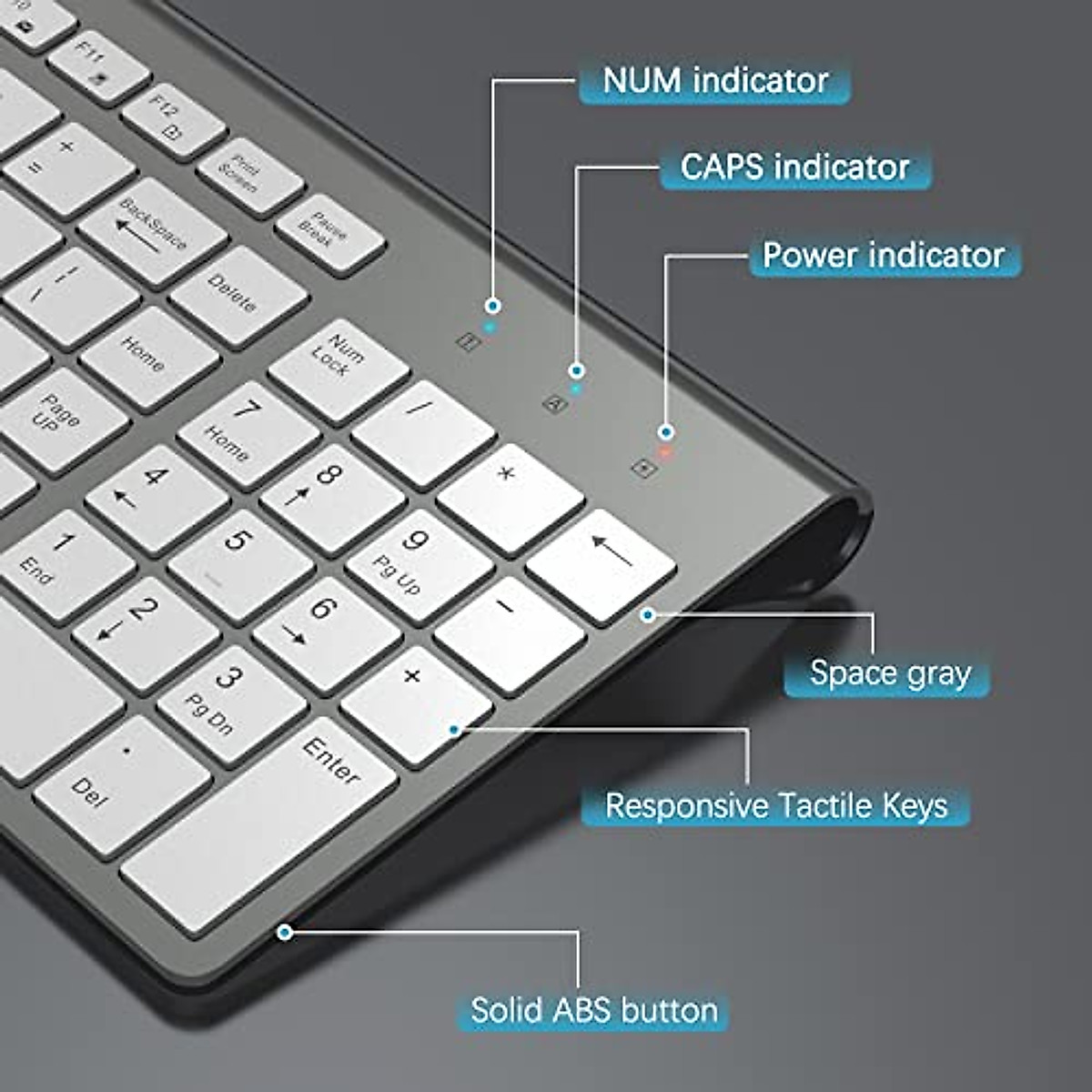 Wireless Keyboard and Mouse, J JOYACCESS Slim and Ergonomic Wireless Keyboard and Mouse Combo,Portable and Comfortable Typing for Laptop/Computer/Desktop/PC-Grey/Silver