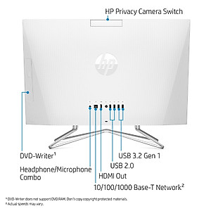 HP 24-inch All-in-One Touchscreen Desktop Computer, AMD Gold 3150U Processor, 8 GB RAM, 512 GB SSD, Windows 10 Home (24-df0040, White), Snow White (Renewed)