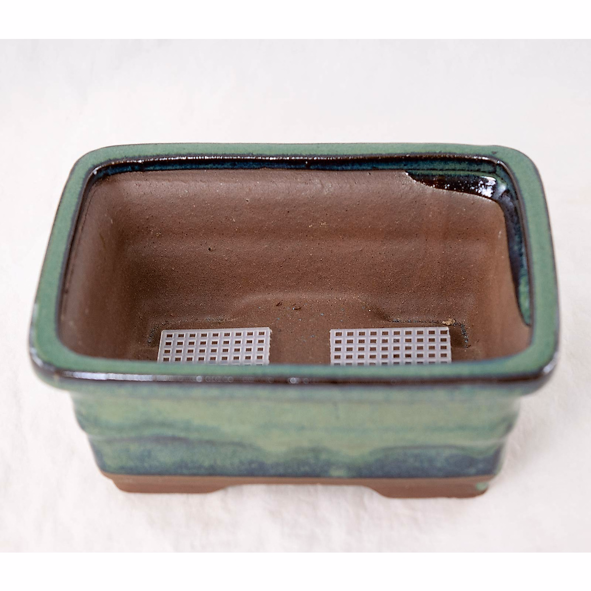 Calibonsai 6inch Rectangular Green Bonsai Succulent Pot Soil Tray Rock Mesh Kit