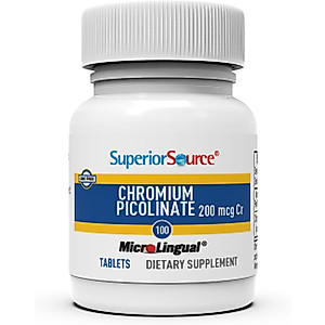 Superior Source Chromium Picolinate - Supplement for Women & Men - Supplement Formula Supports Healthy Sugar Metabolism - Mineral Supplement Aids Overall Health - 500 mcg, 50 Instant Dissolve Tablets