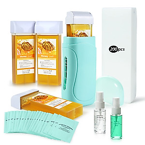 Honey Roll on Wax, Roll on Wax Warmer Kit, Soft 4 Pack Wax Roller Kit for Hair Removal, Waxing Kit Roll On, Wax Kit for Larger Areas of the Body, Home Roller Waxing Kit for Men and Women Beth lee