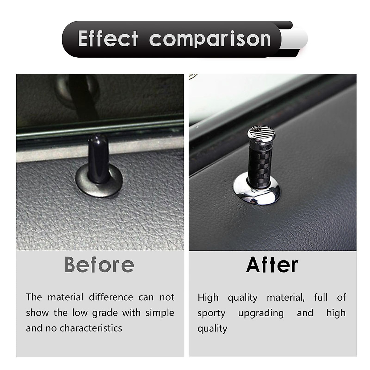 Yumfugu 4 PCS Car Modified Door Lock Knobs, Carbon Fiber Metal Automotive Door Lock Pin Covers Replacements, Universal Vehicle Bolt Pin Cover Stick Accessories Set for Trucks SUVs Cars (Black)