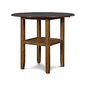 New Classic Furniture Gia 3-Piece Drop Leaf Counter Table Set with 2 Chairs, 42-Inch, Brown