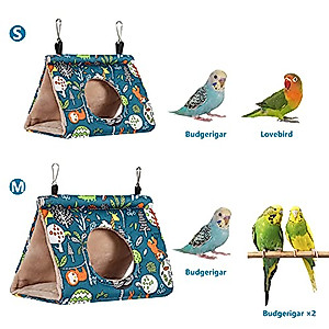 Winter Warm Bird Nest House Bird Bed, Bird Hut Hideaway for Cage, Plush Fluffy Shed Hut Hanging Hammock Finch Cage Sleeping Bed Snuggle Tent for Budgies, Lovebird, Parrot, Parakeets, Cockatiels