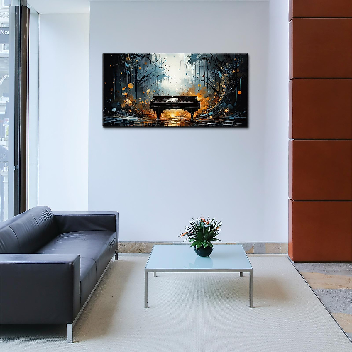 YONICA Abstract Canvas Wall Art for Home Office Decor - Blue Fantasy Piano Modern Cool Wall Paintings Print On Canvas HD Giclee Artwork Ready to Hang 32'' L x 16'' W(80x40cm)