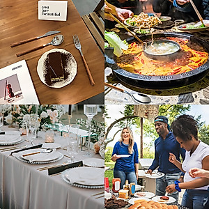 EORTA Set of 4 Flatware Stainless Steel Fork/Spoon/Knife/Teaspoon with Simulated Wooden Handle Cutlery Dinnerware for Home, Kitchen, Restaurant, Gift