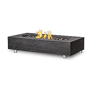 Pyromania Alchemy Outdoor Concrete Fire Pit Table, 60 x 30 Inches - Natural Gas Model in Charcoal Gray Color