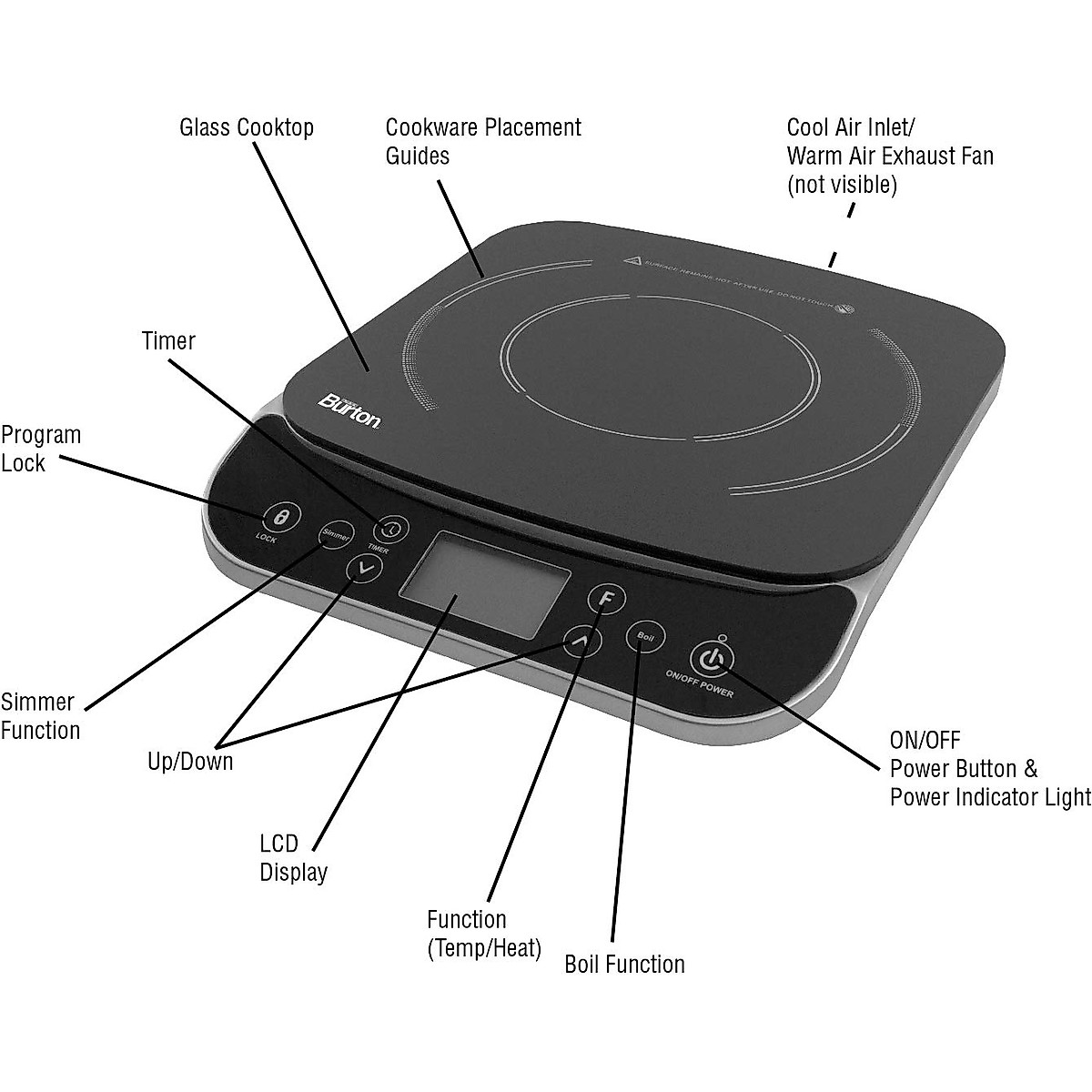 Max Burton #6450 Digital LCD 1800 Watt Induction Cooktop Counter Top Burner