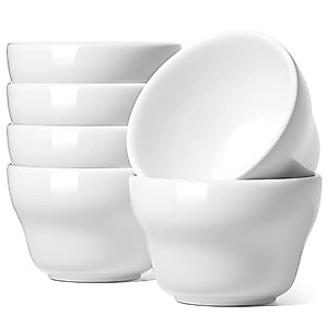 LE TAUCI Small Bowls Dessert Bowls Chili Bowls 8 Ounce Bouillon Cups for Dessert Soup Dipping Sauce Coffee Cupping - Set of 6, White