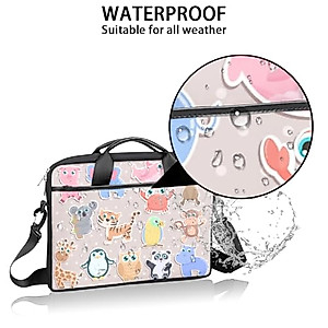 Cute Cartoon Animals Laptop Computer Bag Waterproof Shoulder Messenger Bag 13-15 inch Durable Laptop Tote Bag with Shoulder Strap Handle Lightweight Crossbody Briefcase