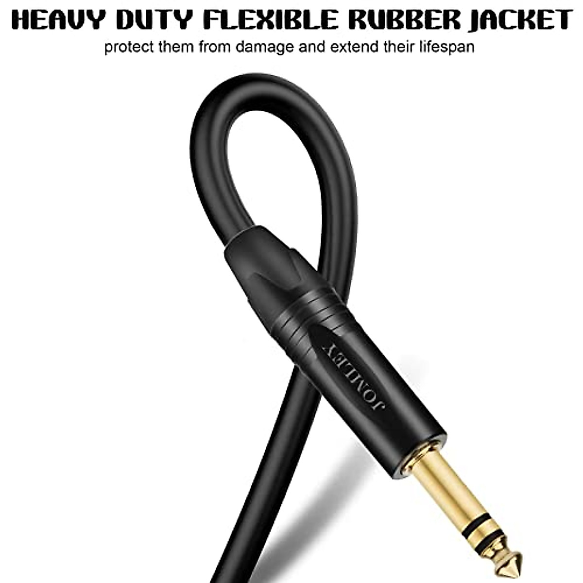 JOMLEY 1/4 inch TRS Stereo to Dual 1/4 inch TS Mono Insert Cable, TRS Stereo Y Splitter Insert Cable, 6.35mm TRS Male Stereo to Dual 6.35mm TS Male Mono Breakout Cable－6.6 Feet