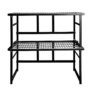 Origami R1 Stackable Storage Shelf, Collapsible/Foldable Steel Shelving Holds up to 150 Pounds (Per Rack), Modular Heavy Duty Garage Storage & Organization Utility Shelf (2-Pack) (Black, R1)