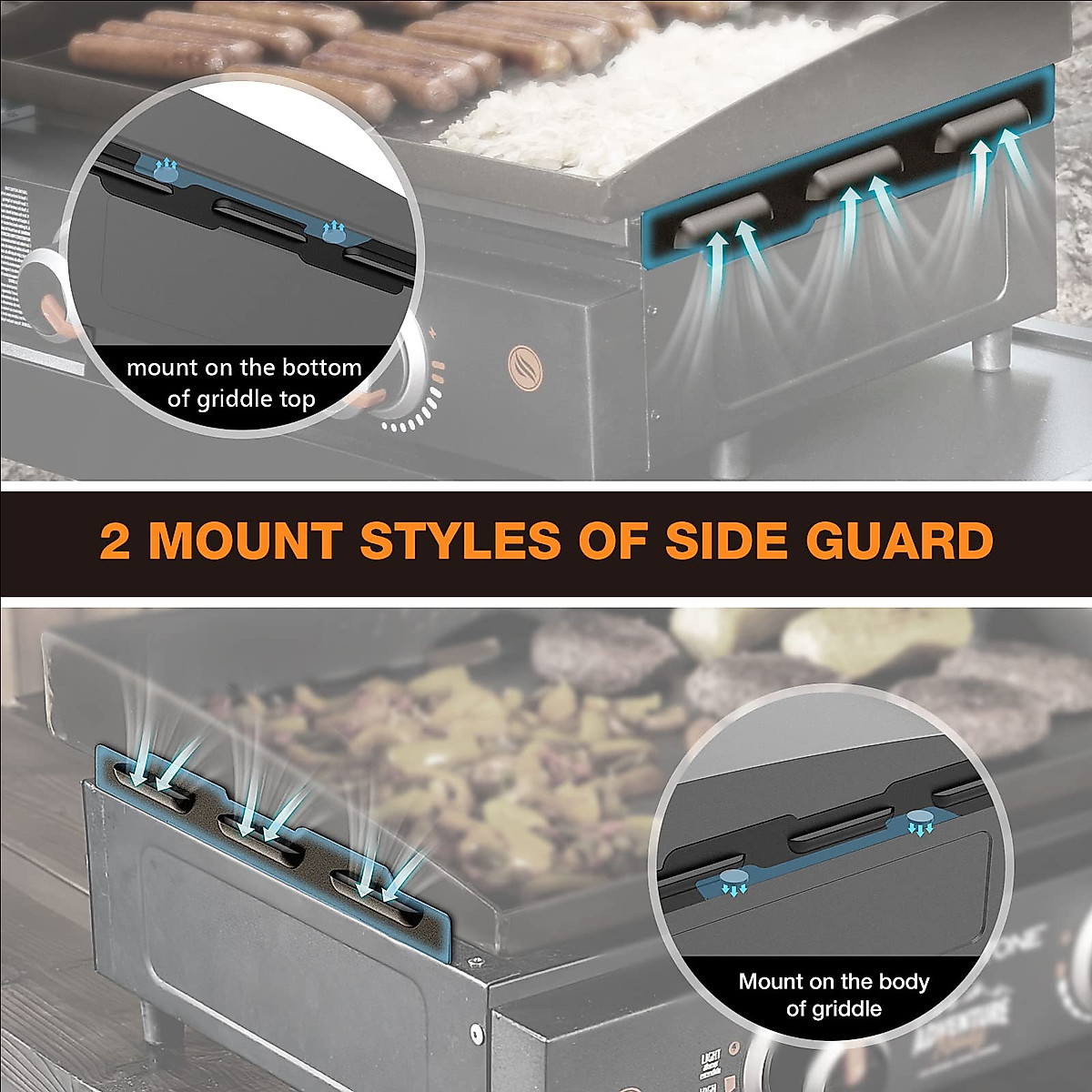 Wind Guards for Blackstone 22 Inch Griddle, Grill Accessories for Griddle Grill and Camping, MeWeBlue 5018 Magnetic Stainless Steel Wind Screens Protect Flame Hold Heat, Compatible with Hood, Black