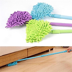 180° Rotatable Adjustable Triangle Cleaning Mop, Wet and Dry Mop with Extendable Long Handle, Cleaning Mop with 2 Reusable Mop Heads for Bathroom Floor Wall Sofa Bed Bottom (Blue)