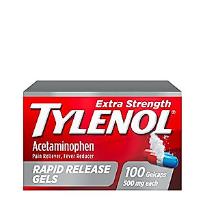 Tylenol Extra Strength Acetaminophen Rapid Release Gels, Pain Reliever & Fever Reducer, 100 ct