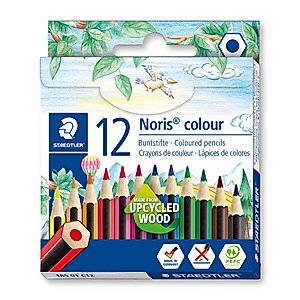STAEDTLER 185 01 C12 Noris Colour Half-Length Pencils - Assorted Colours (Pack of 12)