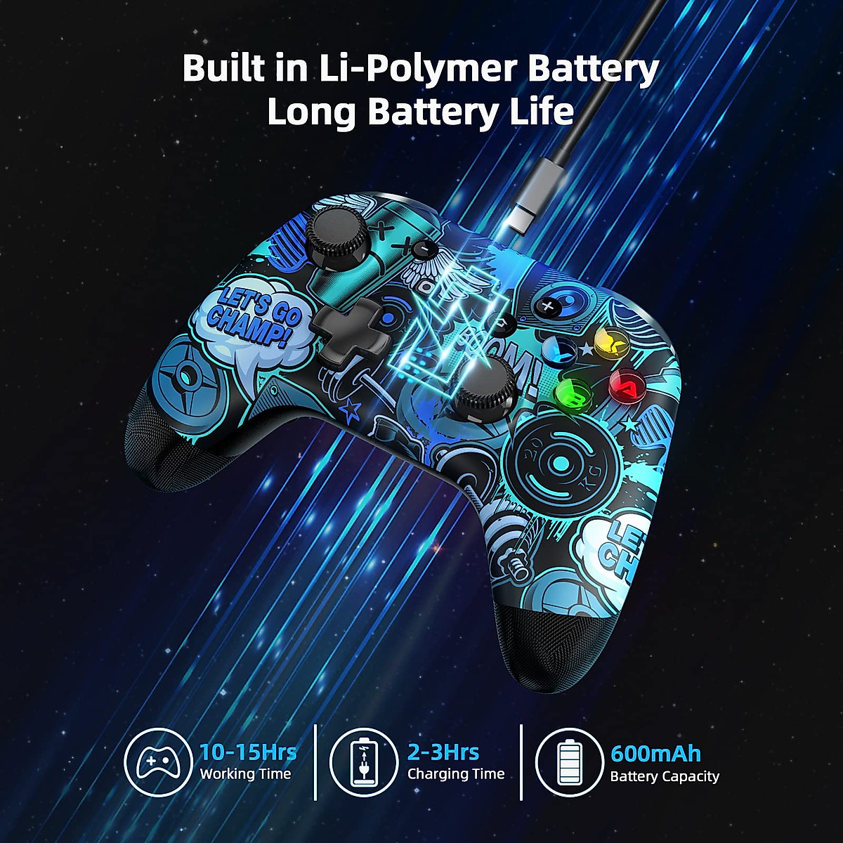 REDSTORM Switch Pro Controller for Nintendo Switch/Switch Lite/OLED/Android/iOS/PC, Wireless Switch Controller with 4 Programmable Buttons, Dual Vibration, Turbo, LED Light and Wake up Function