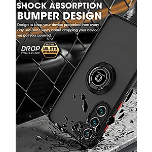 Zotita for Samsung s23 Mobile Phone Protective case with Metal Ring and Built-in Iron Plate, Heavy Enough to Reach Military Level, Better Protect Your Mobile Phone Black+red