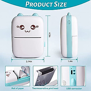 Ranen Mini Portable Printer Photo Pocket Photo Bluetooth V4.0 200 Sticker Receipt Printer Mobile Thermal Printer(B)