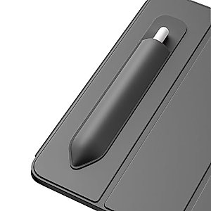 TiMOVO Pencil Holder Compatible with Apple Pencil Pro/Apple Pencil (USB-C)/Apple Pencil (1st & 2nd Gen), Elastic Pencil Pouch Adhesive Pen Sleeve Attached to iPad Case for Stylus, Dark Gray