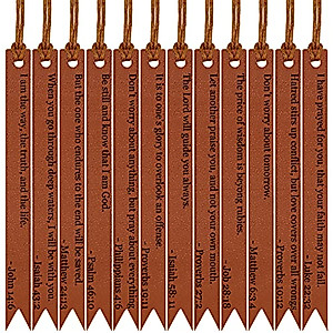 ZIZZON Christian Bible Verses Leather Bookmarks Handmade Page Markers Inspirational Christian Gift for Men Women Book Lovers 16 Pieces
