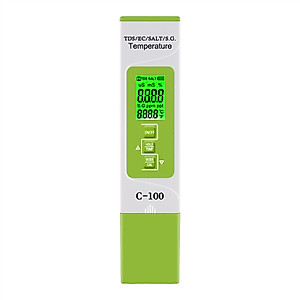 Digital Tester 5 in 1 TDS/EC/Salt/S.G./Temperature Meter Digital Water Quality Monitor Tester for Pools, Drinking Water, Aquariums