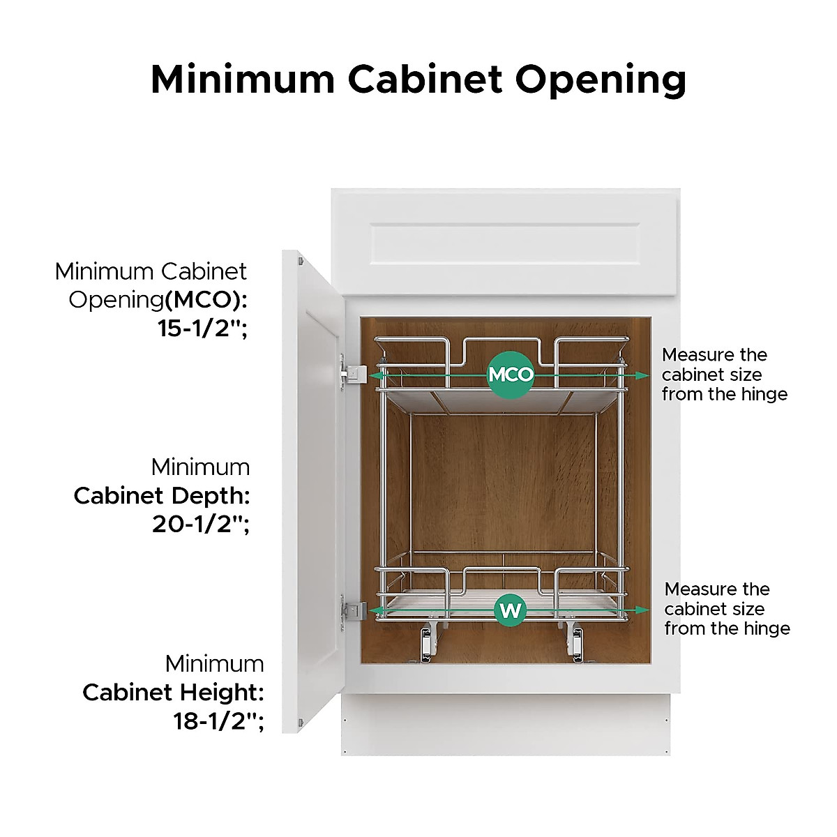 LOVMOR Pull Out Cabinet Organizer and Storage (14" W x 18" D) 2-Tier Pull Out Shelf Storage for Kitchen Base Cabinet Black