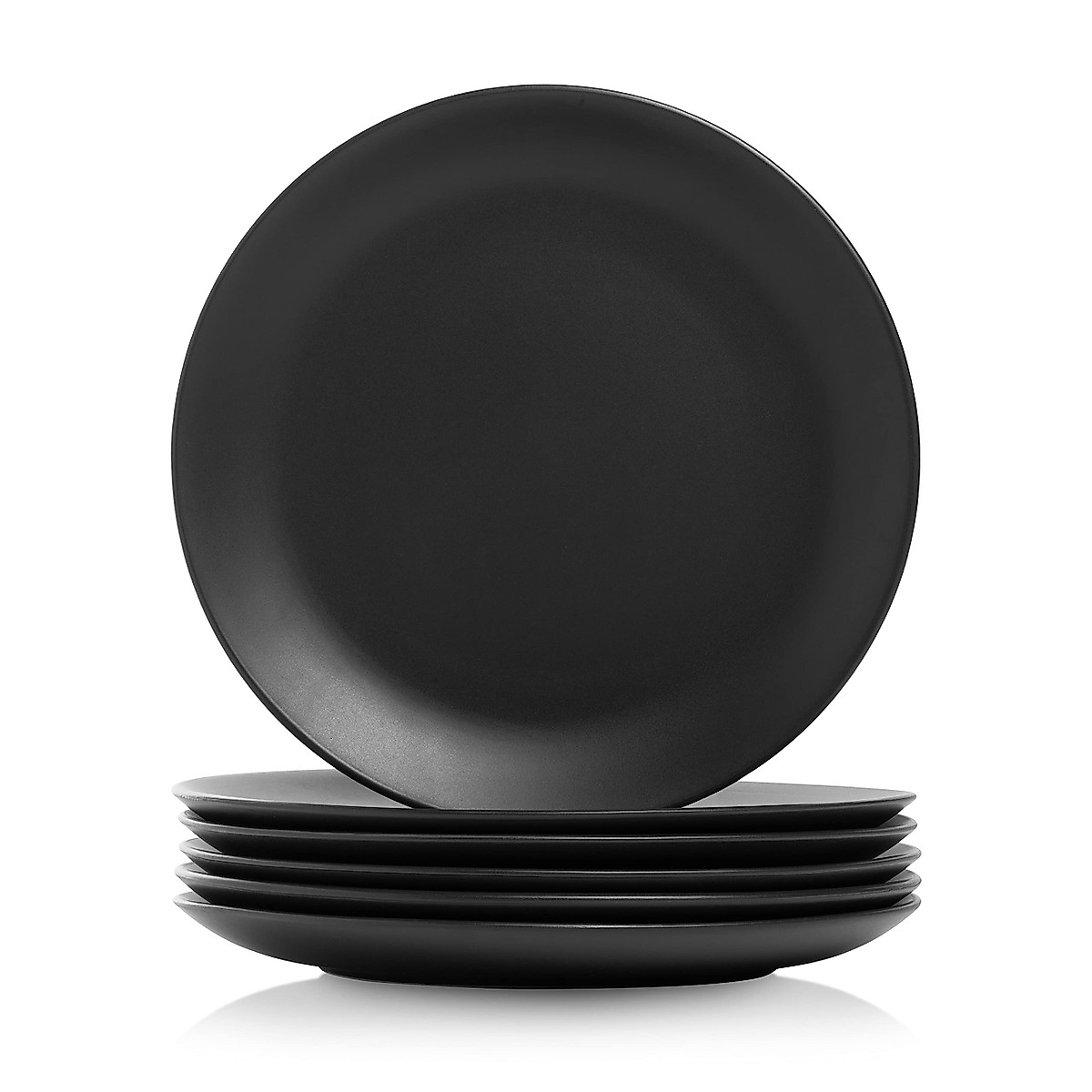 10 Strawberry Street Wazee Matte 10.5" Coupe Dinner Plate, Set of 6, Black