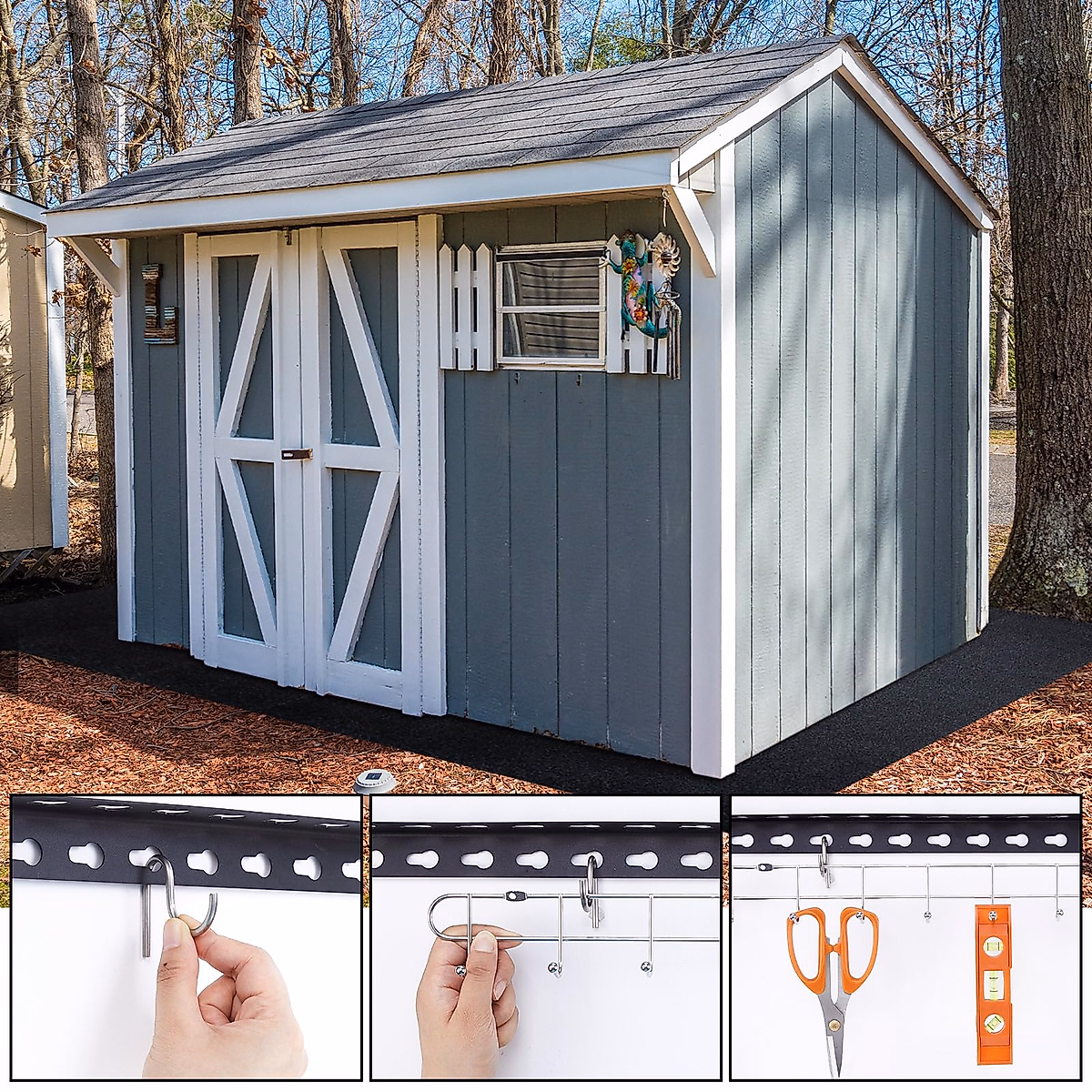 MorningRo 3 Pcs Shed Tool Organizer Garage Wall Organizer Storage Tool Hangers for Garage Wall Heavy Duty Individual Utility Hooks for Shed Garden Broom Rake Hanging Rack Holder