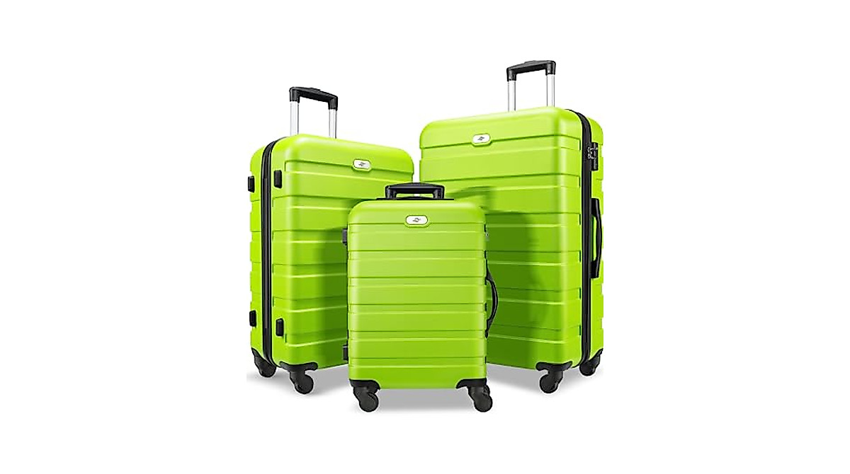 Light Green Hard Shell Luggage Set - 3 Piece with Spinner Wheels