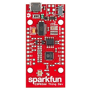 SparkFun ESP8266 Thing - Dev Board - WiFi-enabled microcontroller compatible with Arduino for Internet of Things WiFi Development On-board FTDI USB-to-Serial converter PCB trace antenna U.FL connector