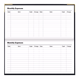 Letts of London Classic Weekly/Monthly Planner, 12 Months, January to December, 2024, Appointments, Gold Corners, Horizontal, Slim Size, 6.625" x 3.25", Black (C32SBK-24)