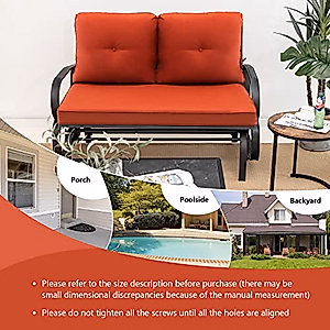 Giantex 2 Seats Glider Bench for Outside, Patio Glider Porch Loveseat w/Cushions & Powder Coated Steel Frame, Double-Seat Outdoor Glider for Patio, Garden, Backyard (Red)