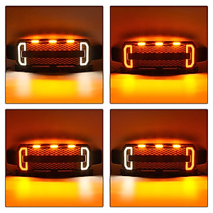 Modifying Raptor Style Grille Mesh Grill, Compatible with Ford F150 F-150 2018 2019 2020, With DRL & Turn Signal Lights - Matte Black