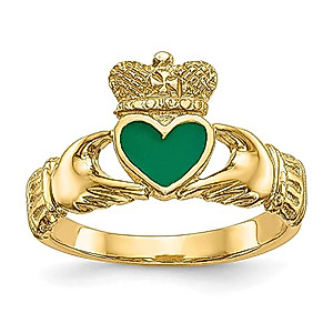 14K Yellow Gold Irish Heart Love Claddagh Celtic Ring Size 7