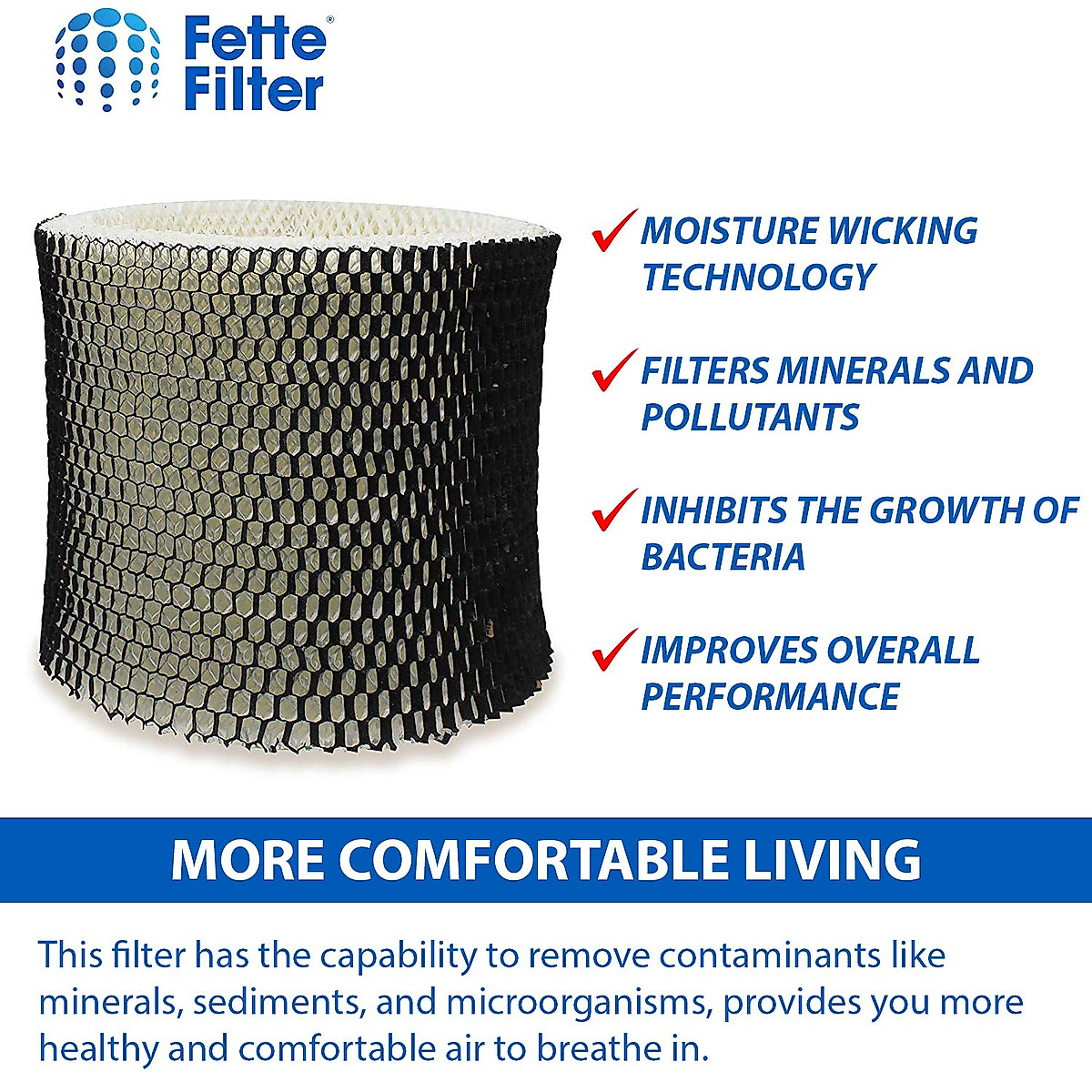 Fette Filter - Humidifier Wicking Filter Compatible with Holmes HWF65, HWF65PDQ-U - Filter C. (Pack of 2)