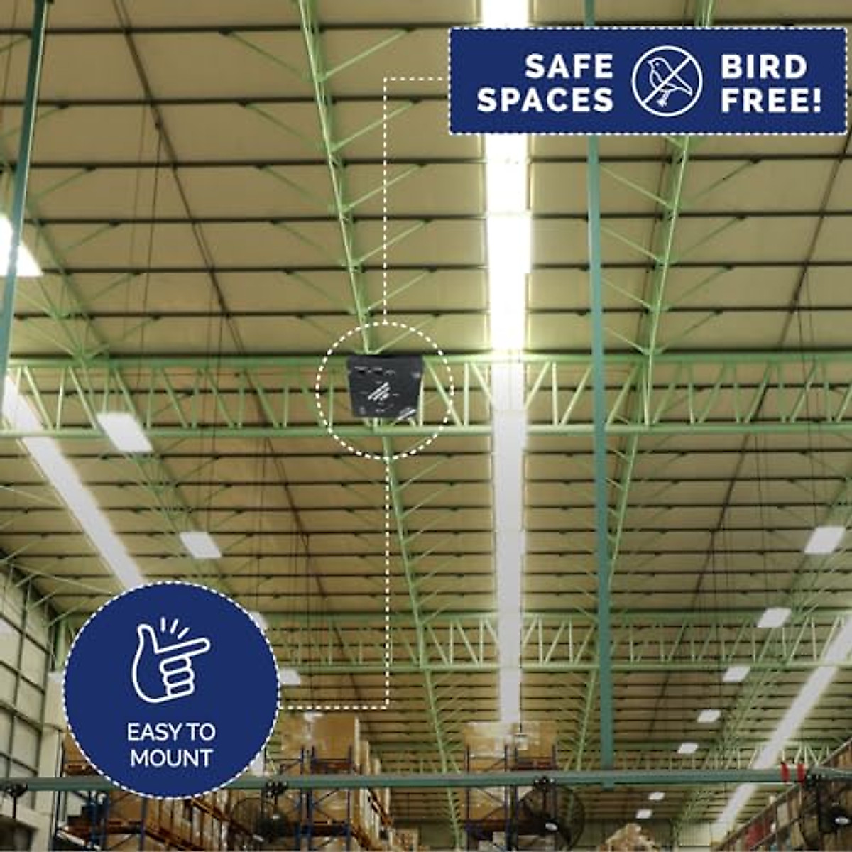 Bird-X - QB4+S Super Quadblaster QB4 Ultrasonic Bird Repeller, Covers 6,500 sq. ft.