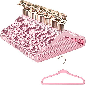 100 Pcs Baby Kids Velvet Hangers Bulk Non Slip Clothes Hangers Durable Newborn Velvet Hangers Space Saving Infant Hangers Nursery Newborn Toddler Velvet Hangers for Boys Girls (Pink, Classic Style)
