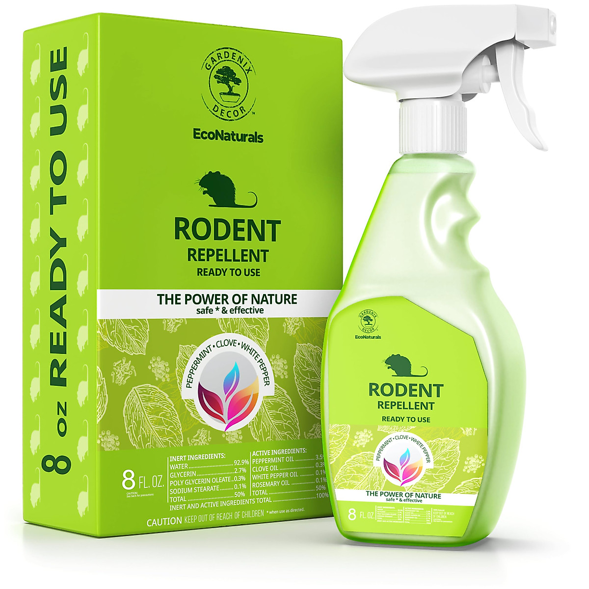 All Natural Peppermint Oil Spray, Non-Toxic Rat Repellent to Repel Mice and Rats, Rodent Repellent Spray - 8oz Ready to Use