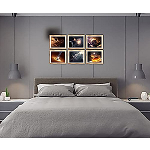 POUSREDE Outer Space Planet Wall Art Painting ,for Bedroom, Livingroom, Bathroom Decor ，Posters for Kids, Boys or Girls Room Set of 6 ( 8" x10" ) Unframed