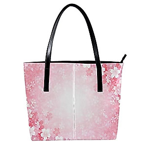 Large Leather Handbags for Women Cherry Japanese paper New Year's card background Top Handle Shoulder Satchel Hobo Bag