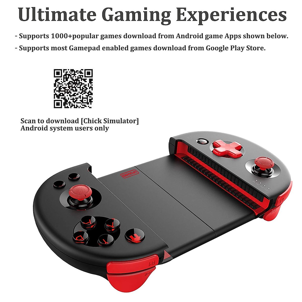 Ipega PG-9087S Wireless Game Controller, Retractable Telescopic PUBG Mobile Controller Joystick Gamepad for Android/iOS Smartphones/Tablets/Smart TV