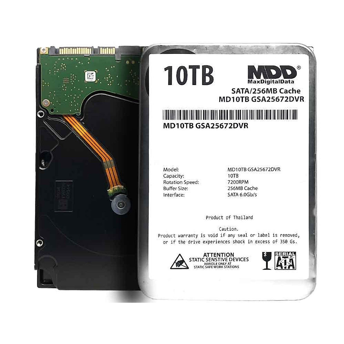MDD 10TB 7200 RPM 256MB Cache SATA 6.0Gb/s 3.5inch Internal Hard Drive for Surveillance Storage (MD10TGSA25672DVR) - 3 Years Warranty (Renewed)